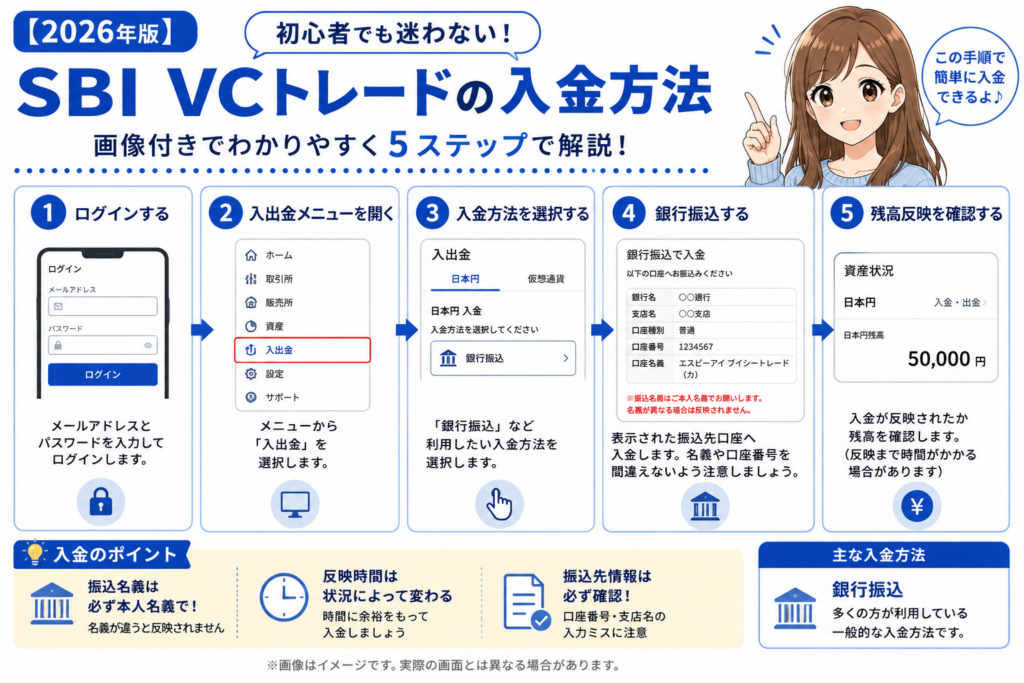 【2026年版】SBI VCトレードの入金方法｜初心者向けに画像付きでわかりやすく解説 - Crypto Start
